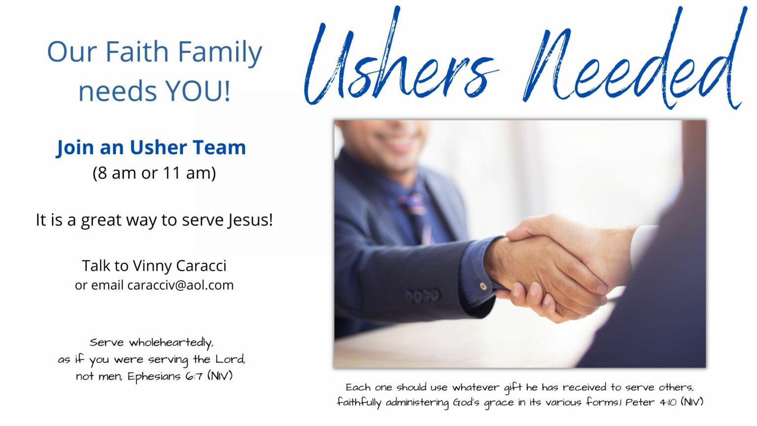 Ushers needed! – Faith Lutheran Church